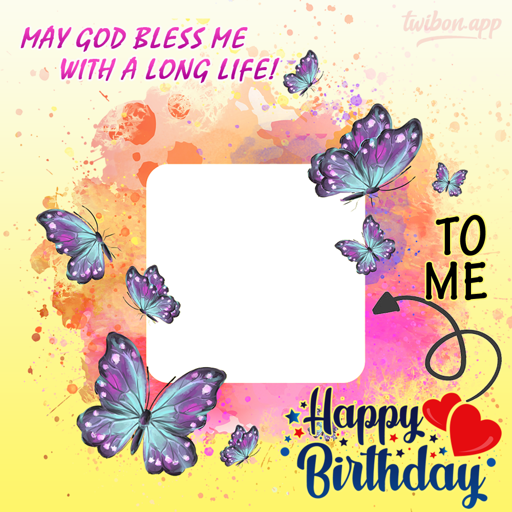 Happy Birthday Butterfly Background Theme Picture Frame